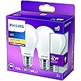 Philips ampoule LED Standard E27 40W Blanc Chaud Dépolie, Verre, lot de 2 : Amazon.fr ...