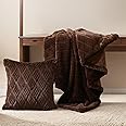 BATTILO HOME Faux Fur Throw Blanket Chocolate Brown Pillow Cover Set ...
