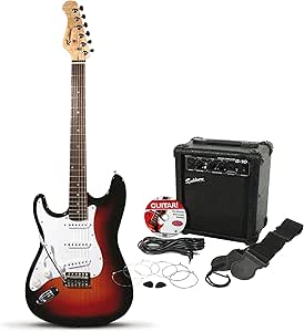 Rockburn ST Style Electric Left Handed Guitar Pack - Sunburst: Amazon ...