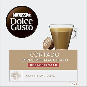 BOX OF NESCAFE DOLCE GUSTO CORTADO DECAF DECAFFEINATED COFFEE PODS ...