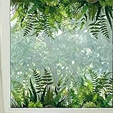 GORGECRAFT 116x38cm Tropical Plant Leaves Window Decals Large Green ...