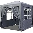 QUICK STAR Pop-Up-Pavillon 2 x 2 m Smoky Grau mit 4 Easy-Klett Seitenwänden 2 mit ...