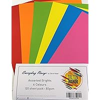 A4 Assorted 80GM Coloured Bright Paper 120 Sheet Pack 6 Colours ...