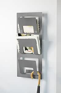 Wall Mounted Newspaper Rack, Silver-colour: Amazon.co.uk: Office Products