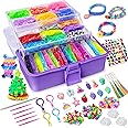 ROSHUKG 45 Colours Loom Bands Kit with 3 Layer Container, Rubber Bands ...