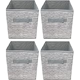 EZOWare Set of 4 Linen Fabric Foldable Storage Cubes with Lid ...