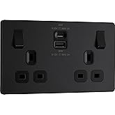 BG Electrical 45W Double Switched Power Wall Plug Socket with Super ...