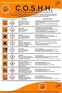 COSHH REGULATIONS POSTER SIGN, 400mm x 600mm mm, high quality 1mm rigid ...