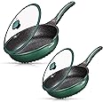 Non-Stick Frying Pan Set with Lids | Extra Deep Ceramic - 28cm & 30cm ...