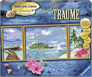 Ravensburger 28952 - Insel der Träume - Malen nach Zahlen Premium Triptychon, 100 x 40 cm ...