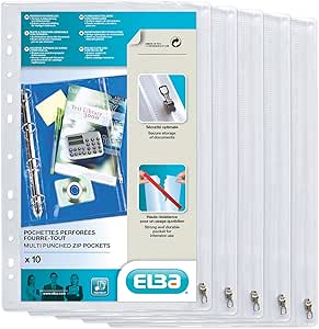 Elba Ring Binder Zip Pockets - Clear (Pack of 10): Amazon.co.uk: Office ...