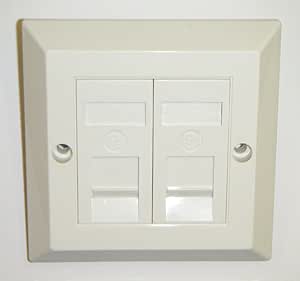 MHP® Twin Socket Cat 6 RJ45 Wall Face Plate/LAN Network Dual Port ...