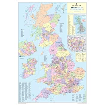 laminated Educational wall poster UK counties map | GB Great Britain ...