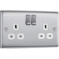 BG Electrical NBS21W-01 Single Switched Power Socket with White Inserts ...