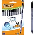 Bic Cristal Soft Ballpoint Pens Medium Tip (1.2 mm) with Easy Glide Ink – Black, Box of 10 ...