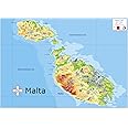Physical Map of Malta - The Oxford Collection - Size A2 - Paper ...