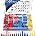Qibaok 1500pcs Wire Connectors Insulated Electrical Wire Terminals Wire Crimp Connector Ring ...