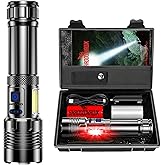 Shadowhawk Rechargeable LED Torch, 10000 Lumens High Power XHP70.2 Flash Light, Long Range ...