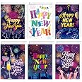 HOWAF 6PCS Happy New Year Cards 2025 New Year Greeting Cards with ...