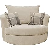 Sofas and More Large Swivel Round Cuddle Chair Fabric Chenille Leather ...