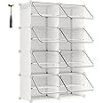 SONGMICS Interlocking Shoe Rack, Plastic Shoe Storage Cabinet, 8-Slot ...