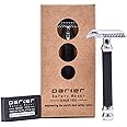 Parker 26C - Black Handle Three Piece OPEN COMB Double Edge Safety Razor & 5 Premium Double Edge ...