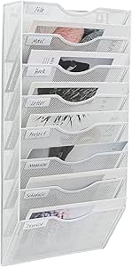EasyPAG 8 Tier A4 Mesh in Tray Wall Pocket File Holder Mail Organiser ...