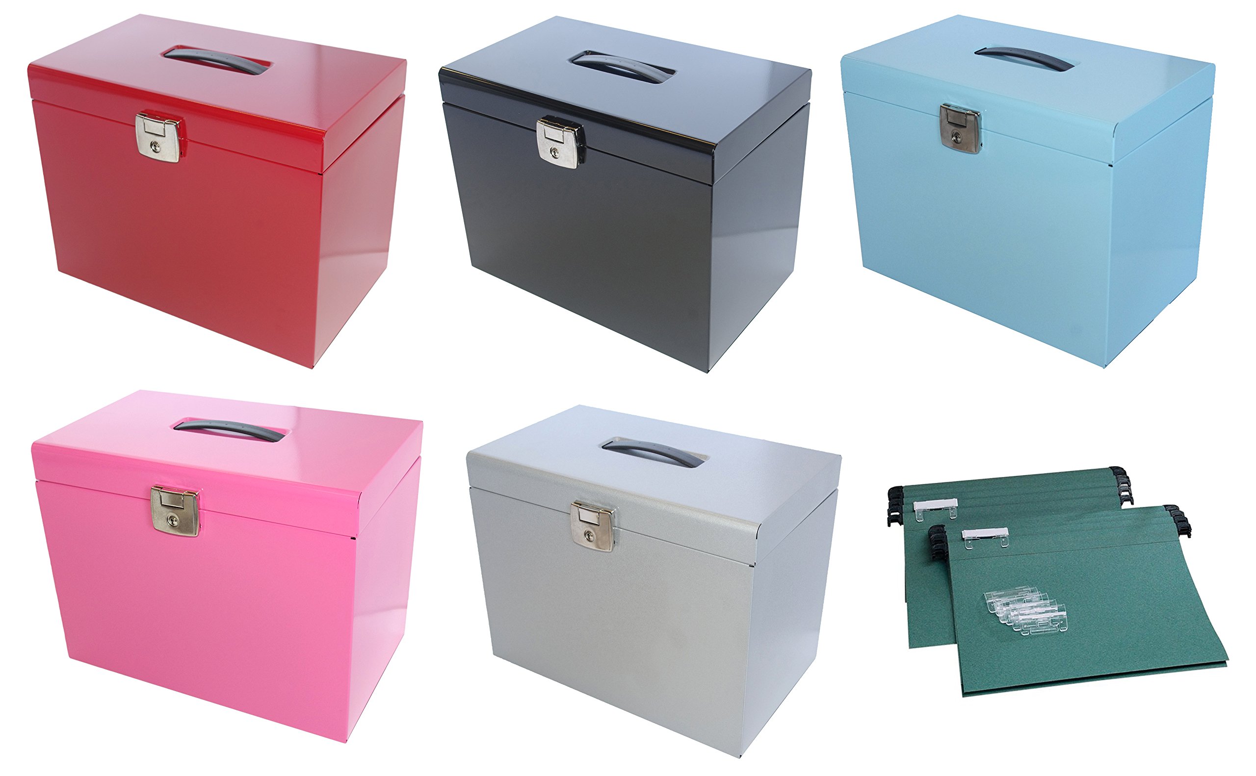 A4 Metal File Box Storage - Inc. 5 A4 Suspension Files, Tabs & Inserts ...