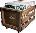 Wooden LP Record Storage Crate on Wheels for up to 100: Amazon.co.uk ...