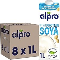 Alpro Soya High Protein Plant-Based Long Life Drink, Vegan & Dairy Free, 1L (Pack of 8) : Amazon ...