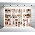 BELECO 10x6.5ftFabric White Bookshelf Photography Backdrop Library ...