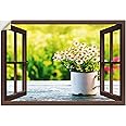 ARTland Wanddeko Wandtattoo selbstklebende Vinylfolie 100x70 cm Fensterblick Fenster Botanik ...