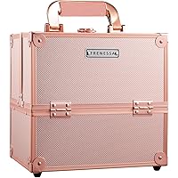 Beautify Pink Beauty Case, Vanity Make Up Storage Box with Rose Gold ...