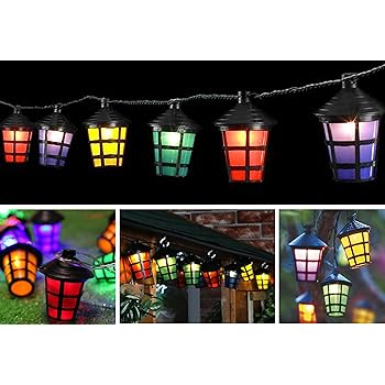 Set of 40 Mains Operated String Coloured Garden Indoor Outdoor Lantern ...