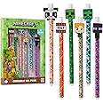 Minecraft Erasable Gel Pens Set, Coloured Pens with Erasers Pack of 6 ...