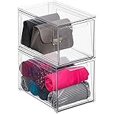 mDesign Shoe Storage Box with Drawer Construction – Sturdy Plastic ...