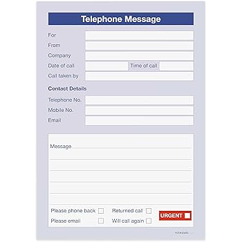 A5 telephone message pad (Design 4), pack of 10: Amazon.co.uk: Office ...