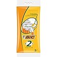 Bic 2 Sensitive Men's Razors, 5 Packs of 5 (25 Total) Disposable Razors ...