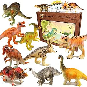 Lello & Monkey Dinosaur toys large plastic dinosaurs 7 inch figures ...