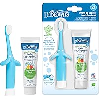 Dr. Brown's Natural Flow Infant Toothbrush, Toothpaste Combo Pack, Blue ...