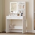 Hzuaneri Dressing Table with LED Light, 2 Sockets and 2 USB Ports ...