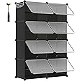 SONGMICS Interlocking Shoe Rack, Plastic Shoe Storage Cabinet, 12-Slot ...