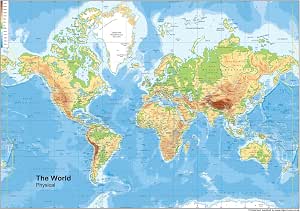 World Physical Map - Paper Laminated - A2 Size 42 x 59.4 cm : Amazon.co ...