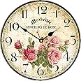 Toudorp Pink Roses Wall Clock, 8 Inch Small Battery Silent Non Ticking ...