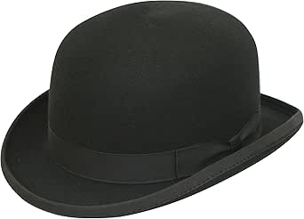 Men's Formal Traditional Black Wool Derby Classic Bowler Hat : Amazon ...