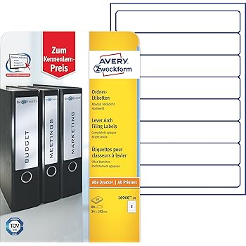 Avery Zweckform L6060-10 Ordnerrücken Etiketten (A4, 80 Rückenschilder ...