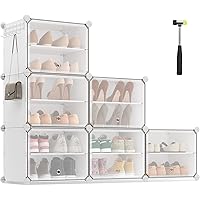 SONGMICS Interlocking Shoe Rack, Plastic Shoe Storage Cabinet, 6-Slot ...