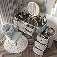 GOOCOO Desk with LED lights Mirror Makeup DressingTable - Vanity Set ...