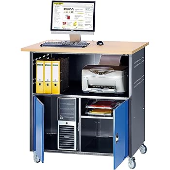 QUIPO PC Stehpult, fahrbar - HxBxT 1170 x 690 x 590 mm - lichtblau RAL ...