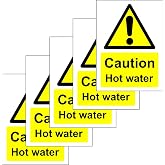 Conjured (10-Pack) Caution Hot Water Warning Self-Adhesive Signs ...